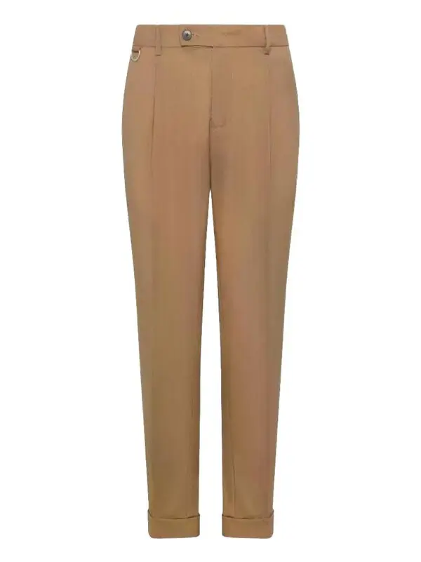 LOW BRAND Pressed-crease Turn-up Trousers - Neutrals