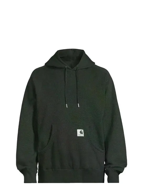 Sacai X Carhartt Wip Logo-patch Hoodie - Black