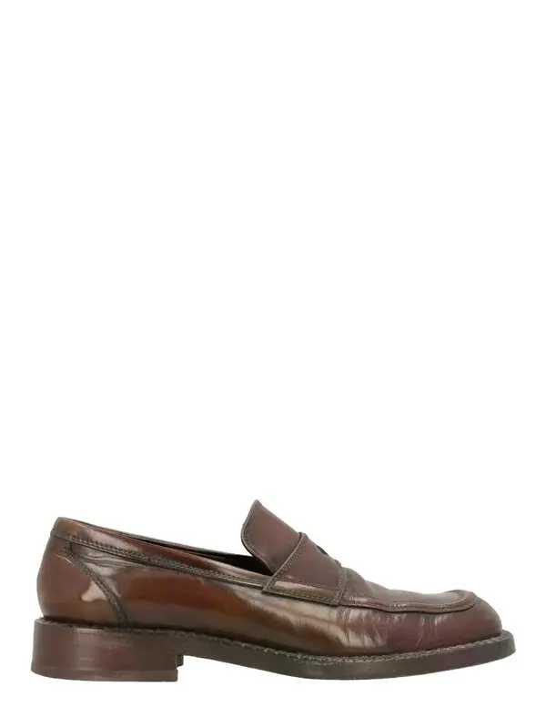 Prada Leather Penny Loafers - Brown
