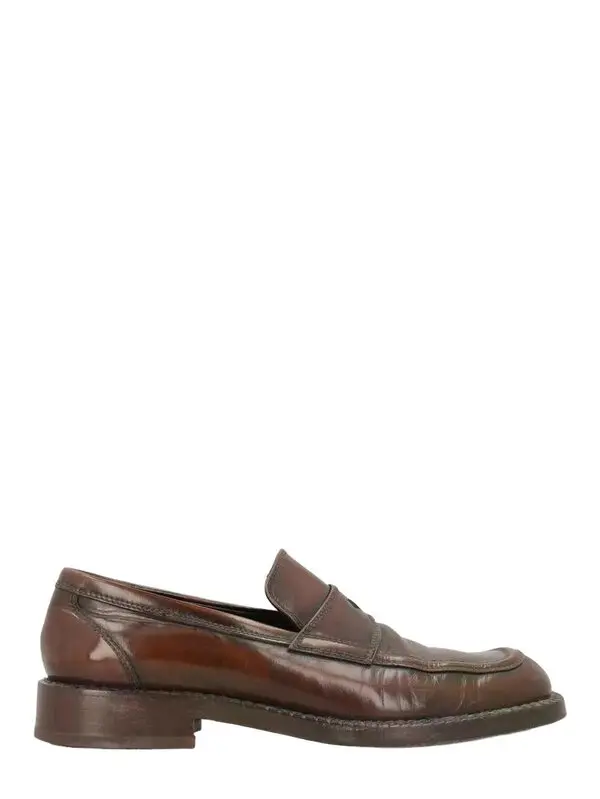 Prada Leather Penny Loafers - Brown