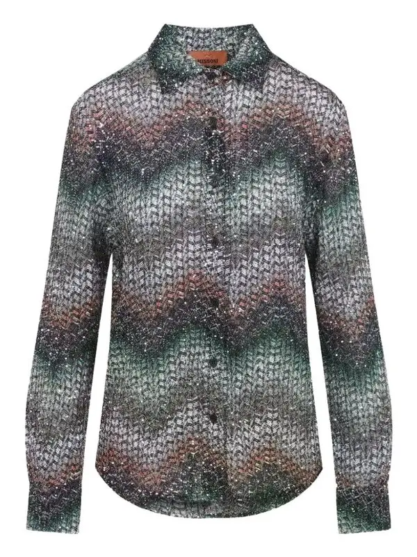 Missoni Zigzag-pattern Sequined Shirt - Green