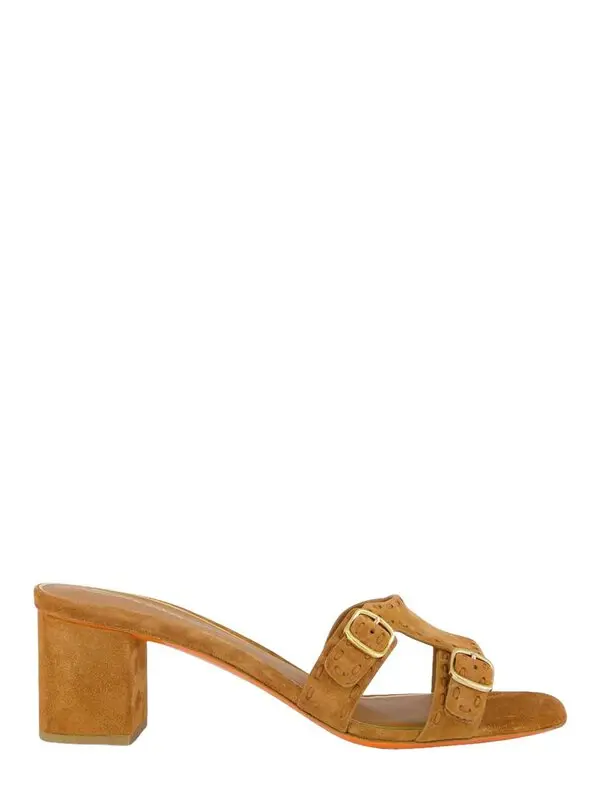 Santoni Double-buckle Suede High Heel Sandals - Brown