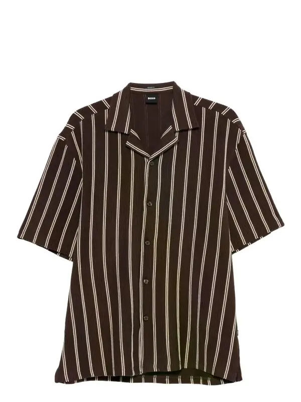 BOSS Striped Ribbed-knit Shirt - Brown
