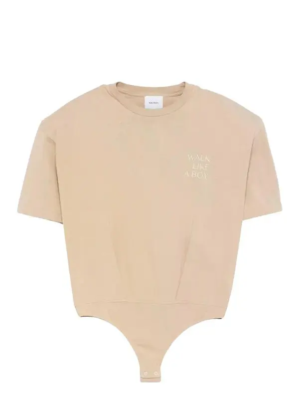 HALFBOY Slogan-print Darted Bodysuit - Neutrals
