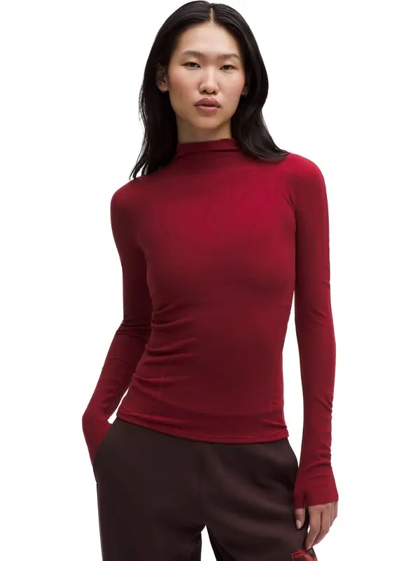 Lululemon Team Canada Seamless Mockneck Base Layer - Dark Sport Red/cardinal