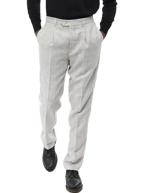 Brunello Cucinelli Pleated Check Trousers - Grey