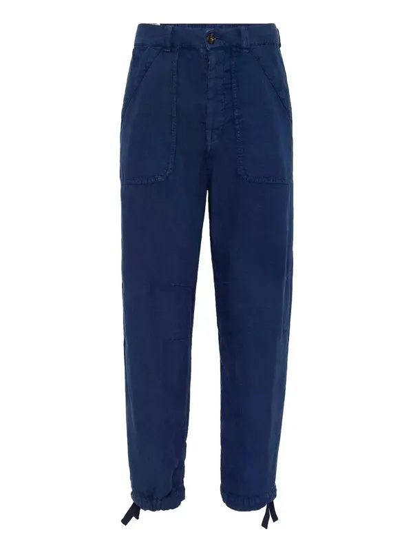 Brunello Cucinelli Dyed Linen Straight-leg Trousers - Blue