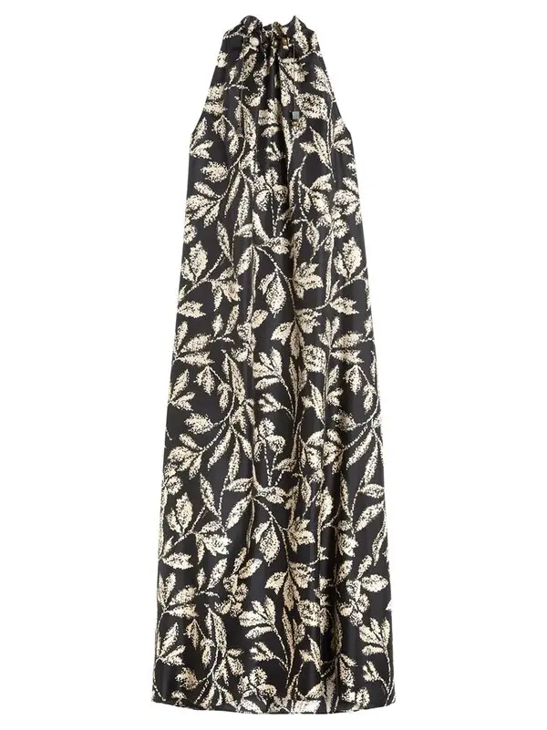 Max Mara Printed Silk Twill Maxi Dress - Black