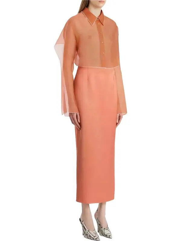 Khaite Pencil Skirt With Zip Fastening - Orange