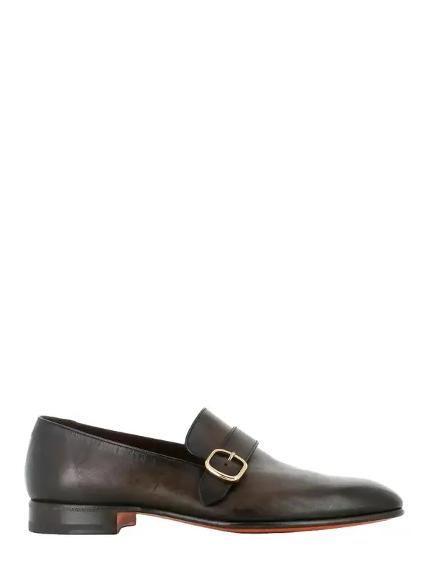 Santoni Buckle-fastening Leather Loafers - Brown