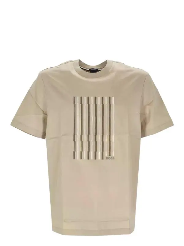 BOSS Embroidered-stripe T-shirt - Neutrals