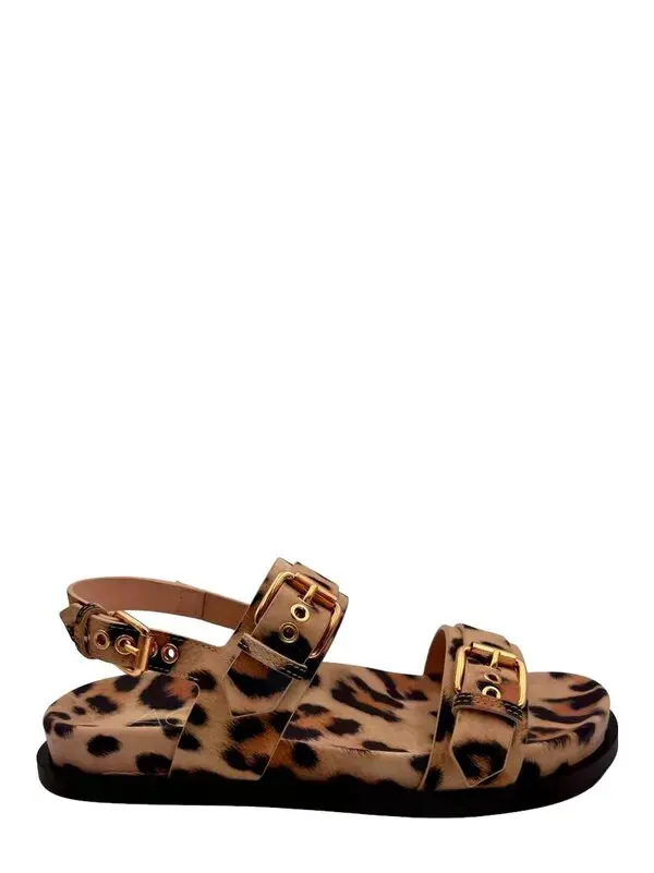 Agl Cristina Leopard-print Buckle-strap Sandals - Neutrals