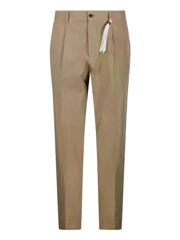SANTANIELLO Pleated Trousers With Elasticated Waistband - Neutrals