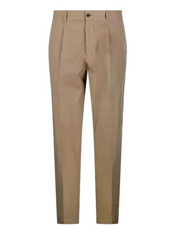 SANTANIELLO Pleated Trousers With Elasticated Waistband - Neutrals