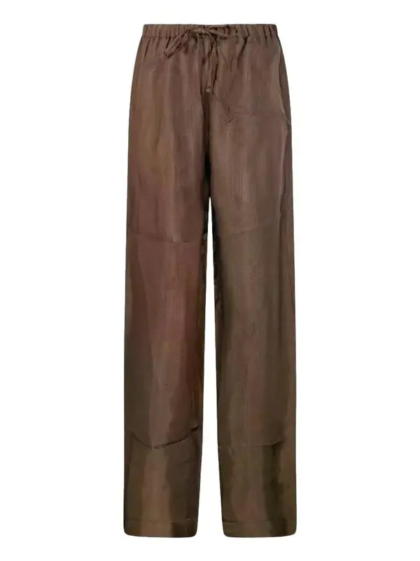 RÓHE Mini-check Drawstring Trousers - Brown
