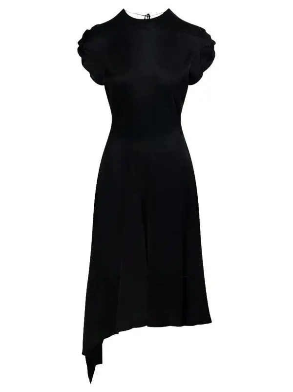 Victoria Beckham Asymmetric Gathered-sleeve Dress - Black