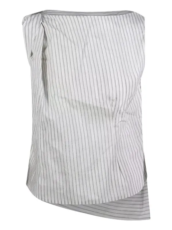 RÓHE Stripe-pattern Draped Top - White
