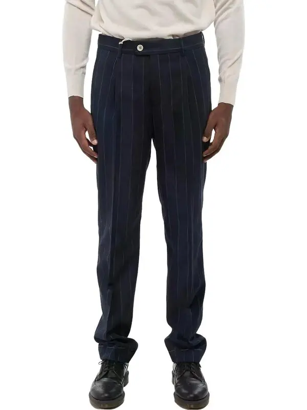 Brunello Cucinelli Pinstripe Pleated Trousers - Blue