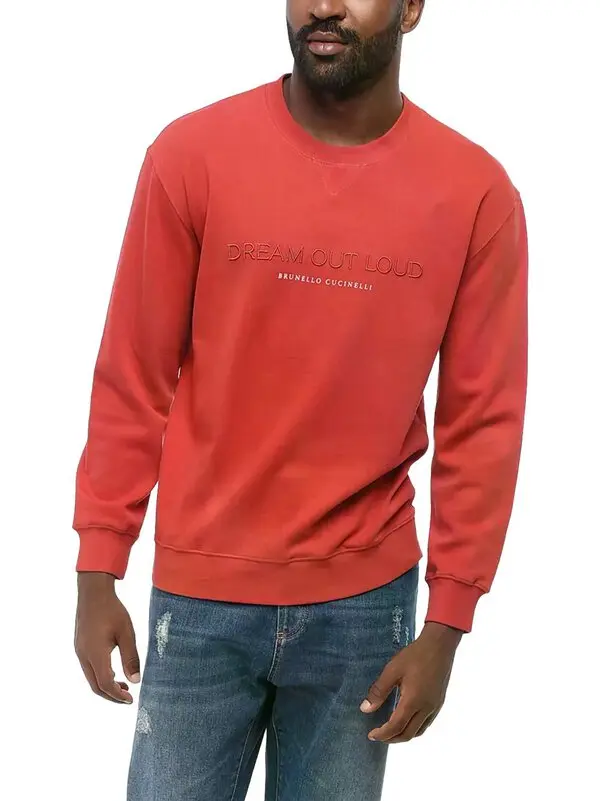 Brunello Cucinelli Embroidered Crew-neck Sweatshirt - Red