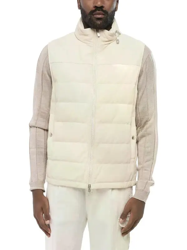 Brunello Cucinelli Quilted Leather Vest - Neutrals