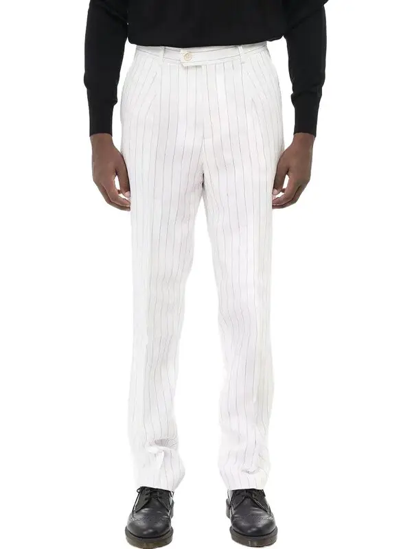 Brunello Cucinelli Pinstriped Pleated Trousers - White