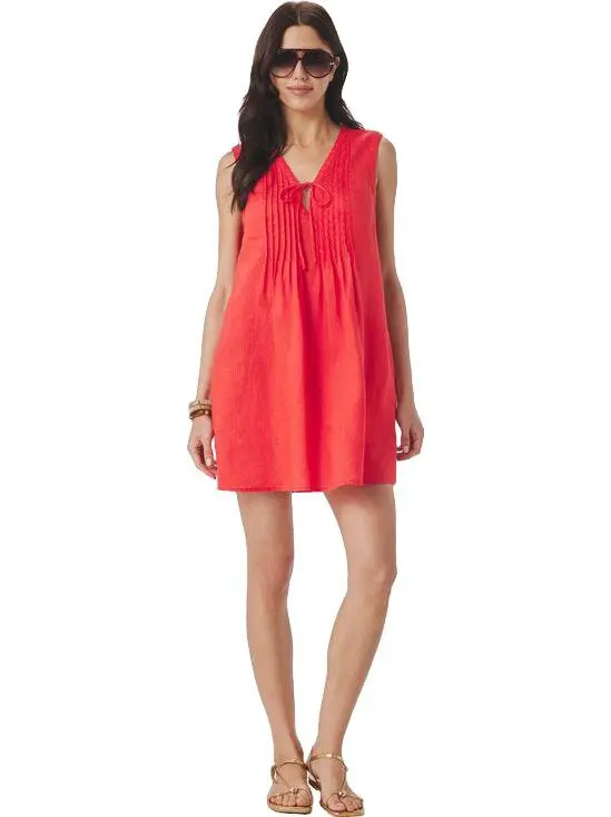 Splendid Stella Linen Mini Dress - Pink / Red
