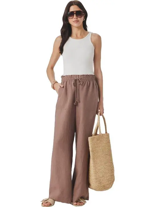 Splendid Stella Linen Paperbag Pant - Natural
