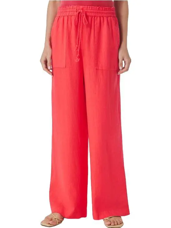 Splendid Stella Linen Paperbag Pant - Pink / Red