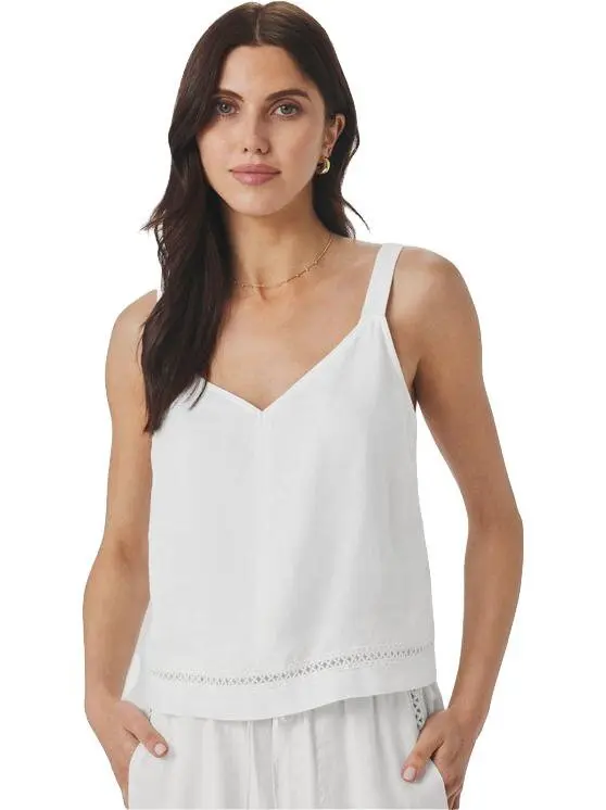 Splendid Stella Linen Trim Tank - White