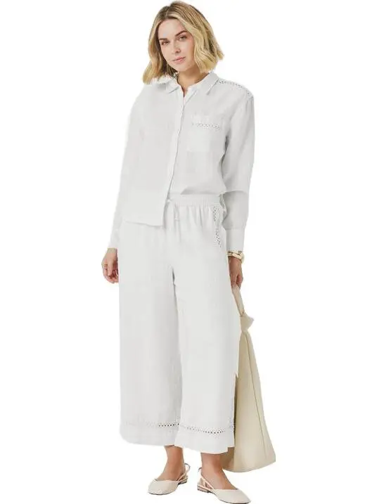 Splendid Stella Linen Trim Pant - White