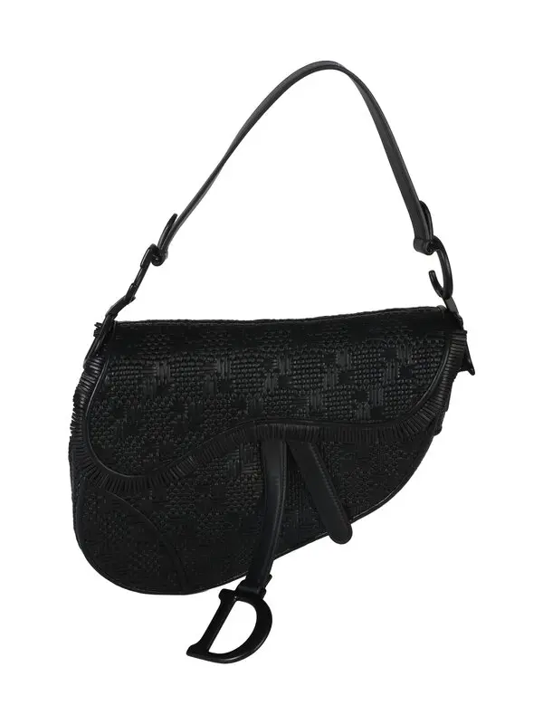 Dior Ultramatte Woven Calfskin Saddle Bag - Black