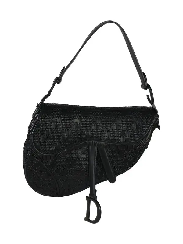 Dior Ultramatte Woven Calfskin Saddle Bag - Black
