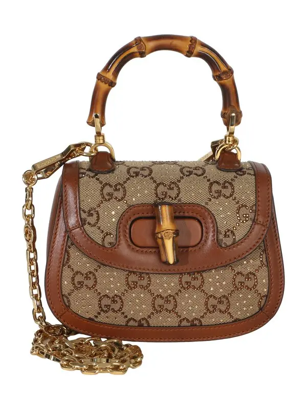 Gucci Gg Supreme Canvas Bamboo 1947 Top Handle - Brown
