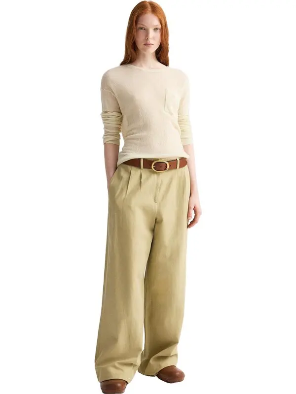 TWP Delilah Cotton Linen Twill Pant - Olive Grey
