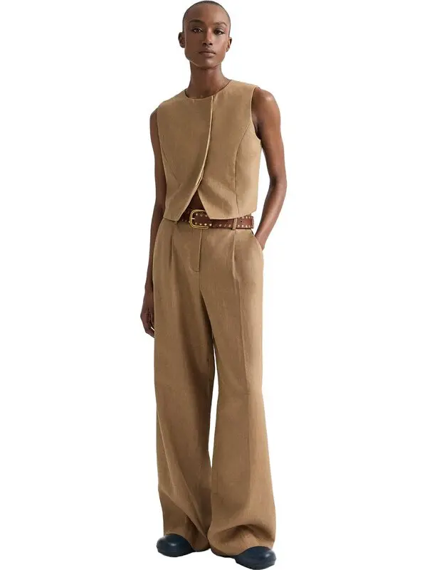 TWP Hudson St Pant In Chintzed Linen - Ermine