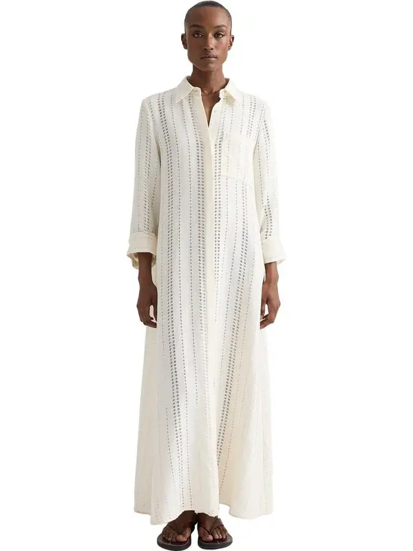 TWP Jenny's Ladder Weave Linen Gown - Ivory