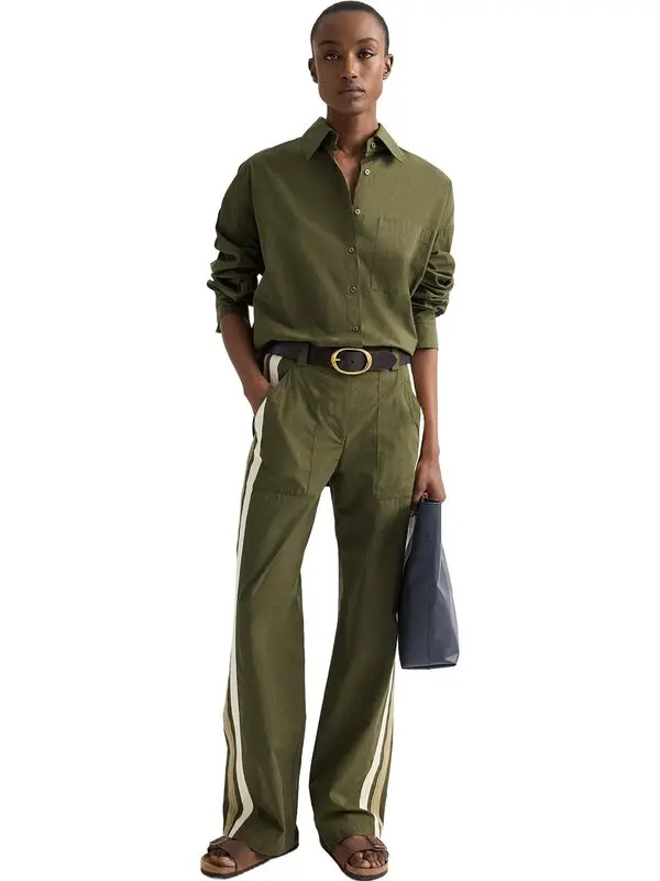 TWP Isabelle Pant In Vintage Washed Poplin - Military