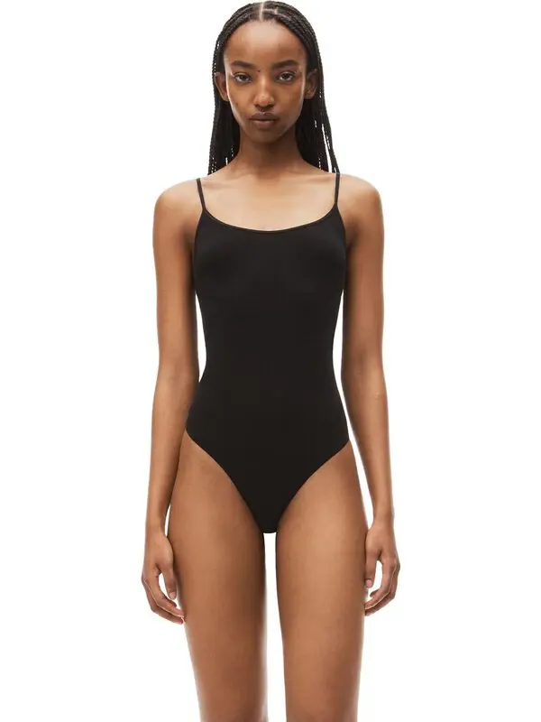 Alexander Wang Cami Bodysuit In Ribbed Jersey - Black