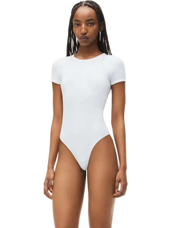 Alexander Wang Short-sleeve Rib-knit Bodysuit - White