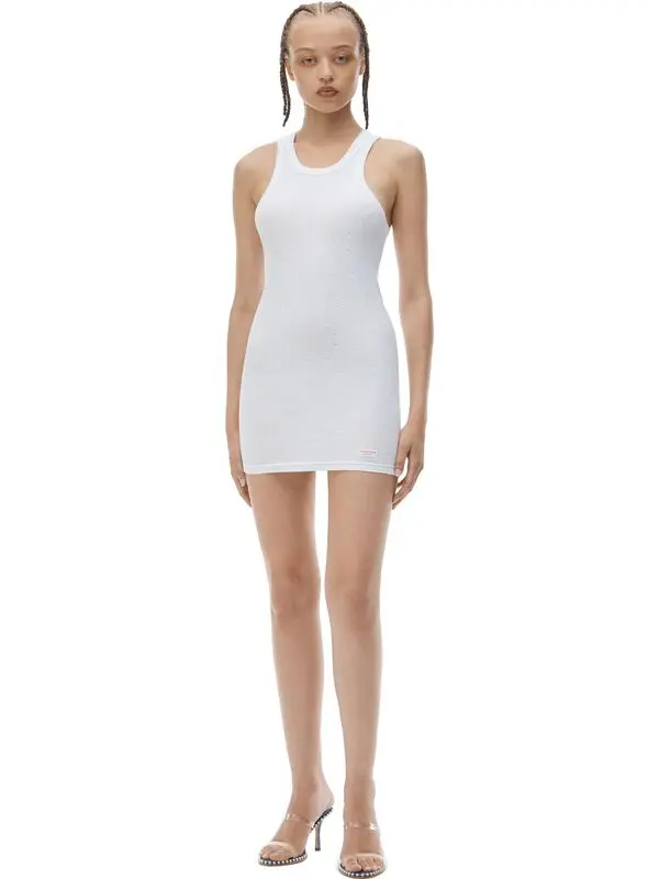 Alexander Wang Crystal Hotfix Racer Tank Loungewear Minidress - White