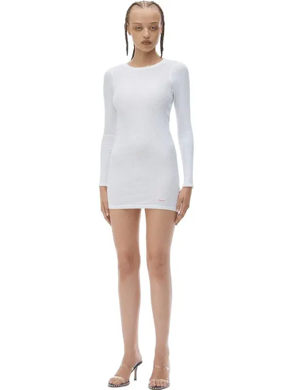 Alexander Wang Crystal Hotfix Loungewear Minidress - White
