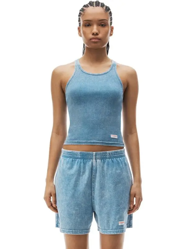 Alexander Wang Classic Racer Tank In Ribbed Cotton - Washed Blue