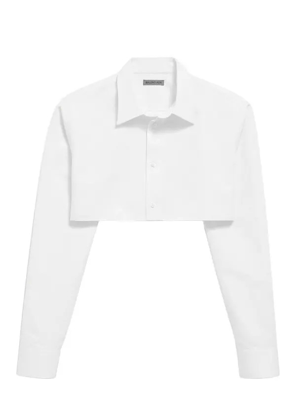 Balenciaga Cropped Cotton And Silk Poplin Shirt - White