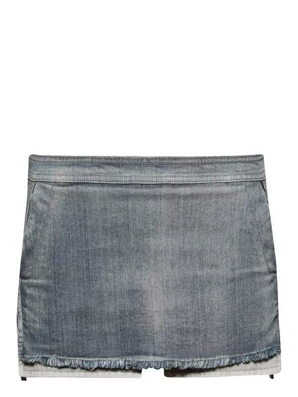 Rick Owens Mini Skirt With Raw Edge Hem - Blue