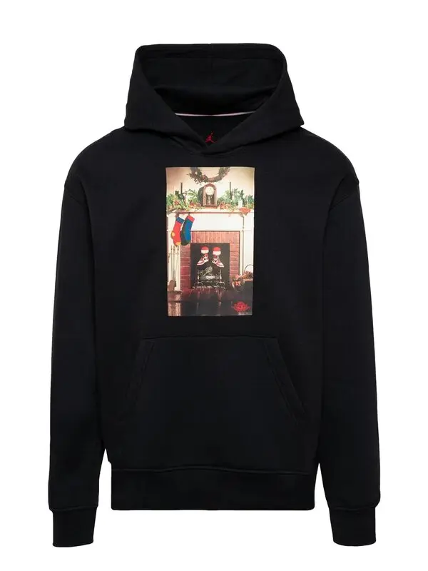 JORDAN Jumpman Chimney Fleece Pullover Hoodie - Black