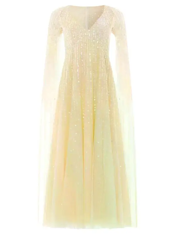 NEEDLE & THREAD Moonlight Sequined V-neck Dress - Yellow
