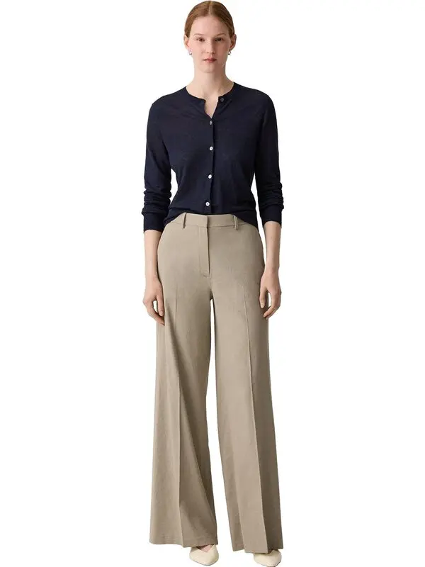 Theory Wide-leg Pant In Good Linen - Soft Taupe