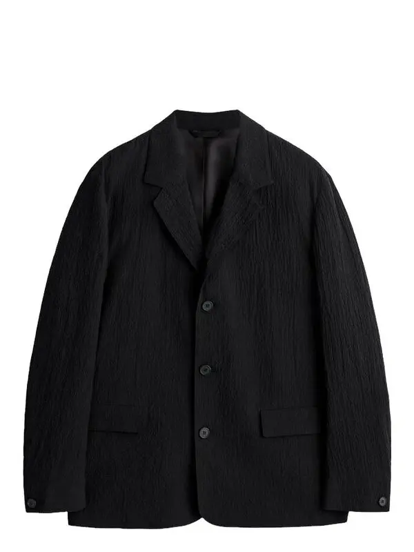 Cos Unstructured Seersucker Blazer - Black