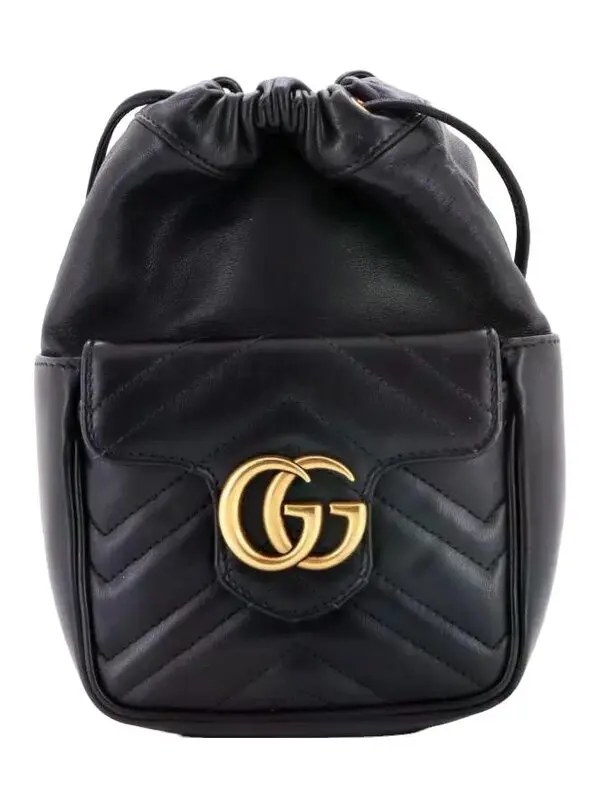 Gucci Gg Marmont Matelasse Leather Mini Bucket Bag - Black