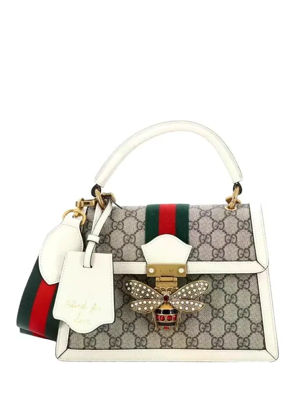 Gucci Queen Margaret Top Handle Gg Coated Canvas Small Satchel - Brown